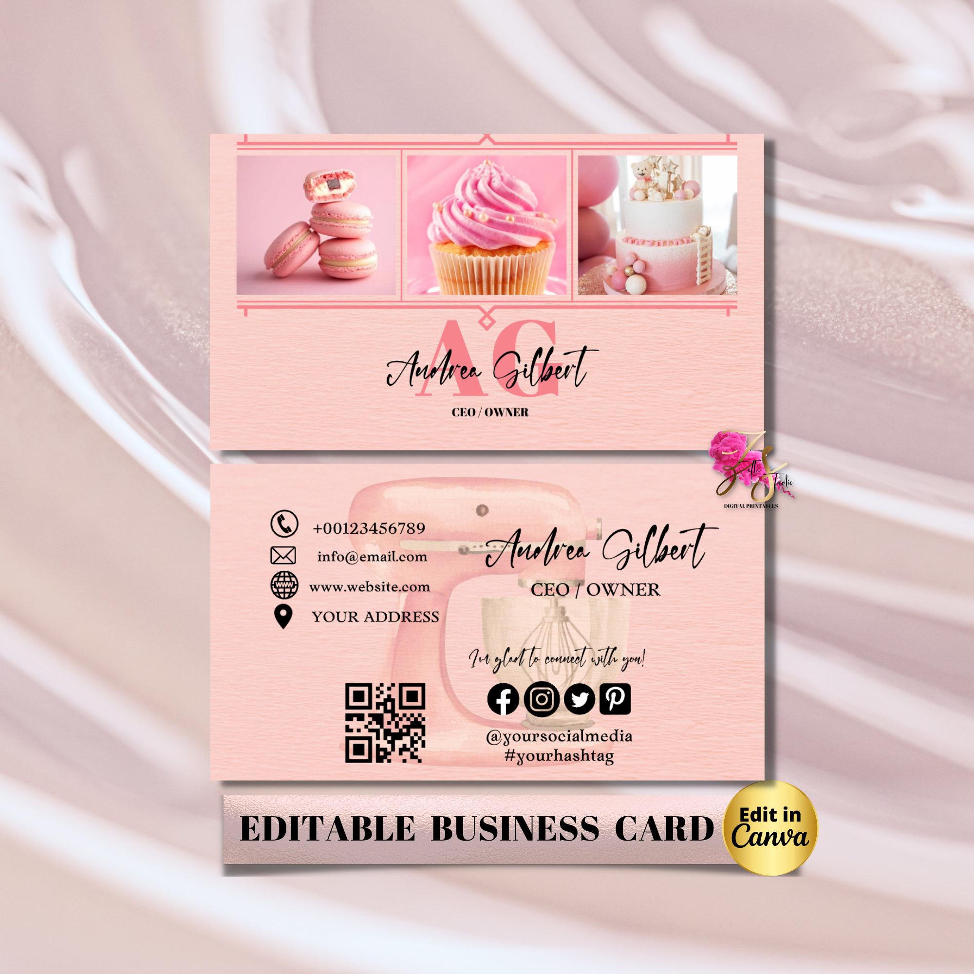 MODERN Creative Cake Bakery Business Card Template DIY Business Card ...
