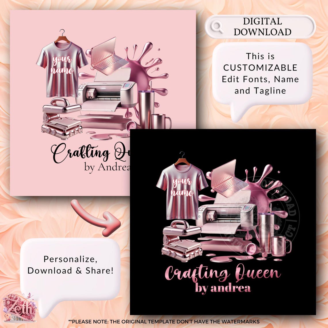 Pink Crafting Logo, Crafter Logo Primate T-shirt Design Business Logo ...