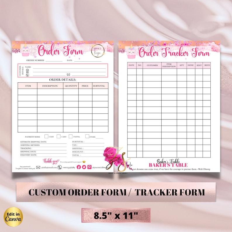 EDITABLE Modern Business Form Templates Order Tracker Form - Etsy