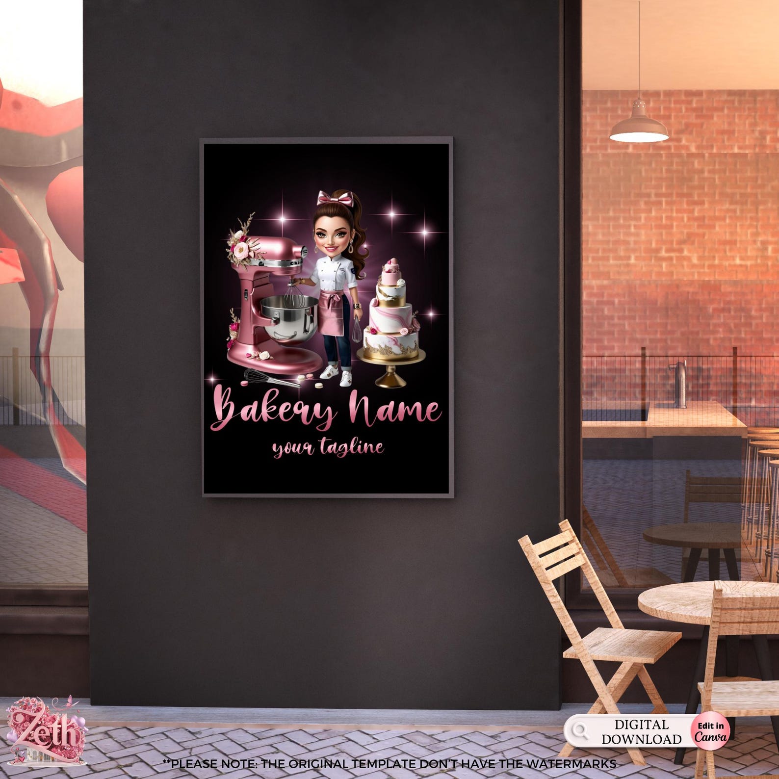 Customizable Chibi Bakery Logo: Stylish Cake & Pastry Design (digital ...