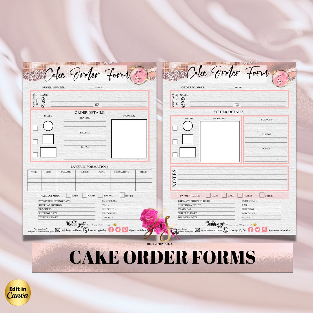 Editable Cake Order Form , Small Business Order Forms Template ...