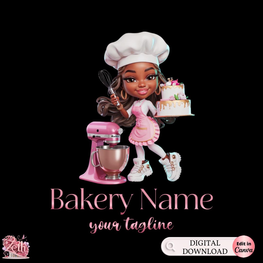 Chibi Girl Bakery Logo, Chibi Baking Logo, Stylish Custom Pastry Logo ...