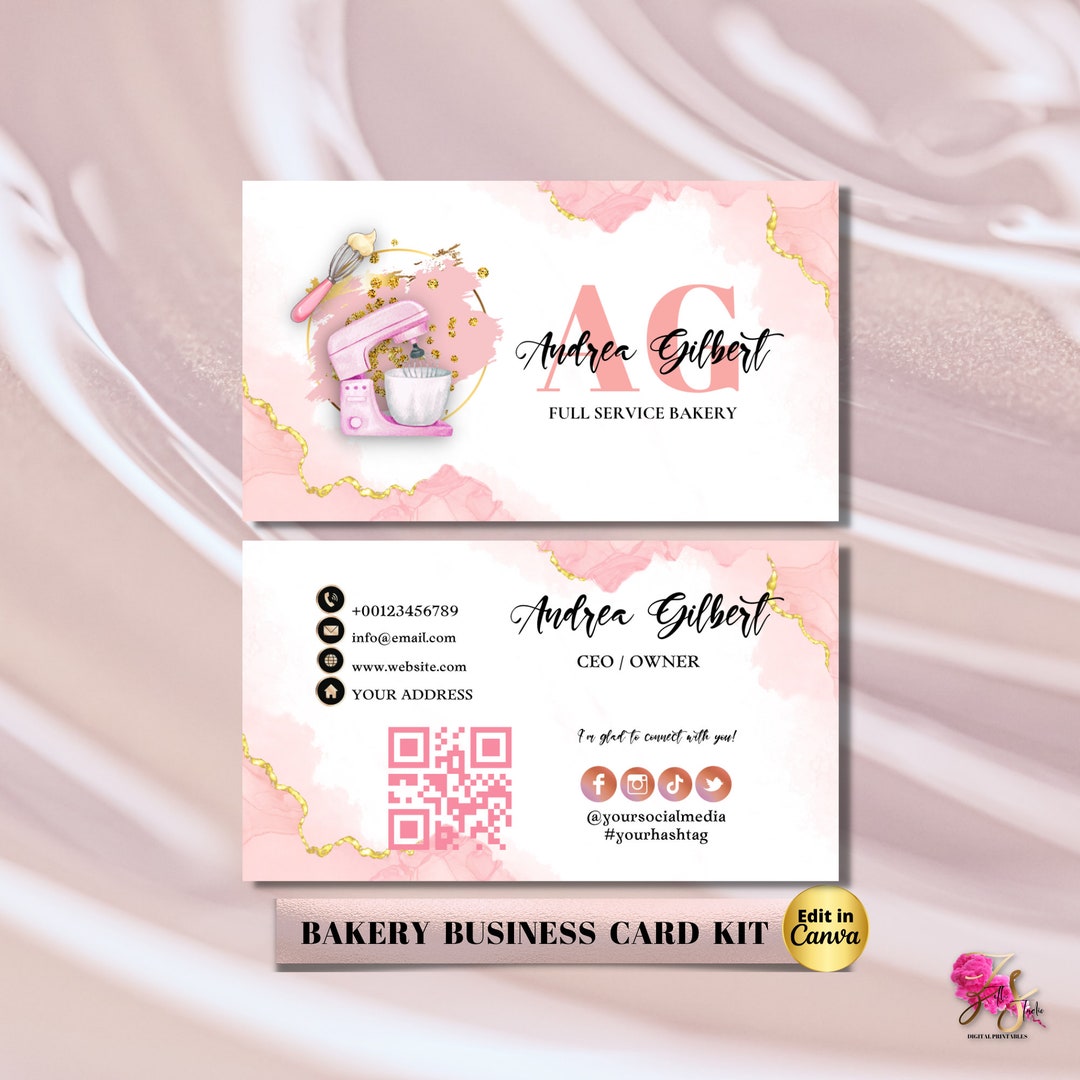 MODERN Creative Bakery Business Card Template DIY Custom Cake Business ...