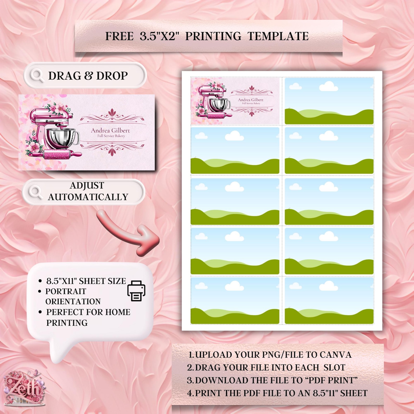 MODERN Pink Cake Bakery Business Card Template DIY Custom Cake Business ...
