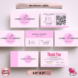 Editable Pink Business Card Template Pink Beauty Business Card
