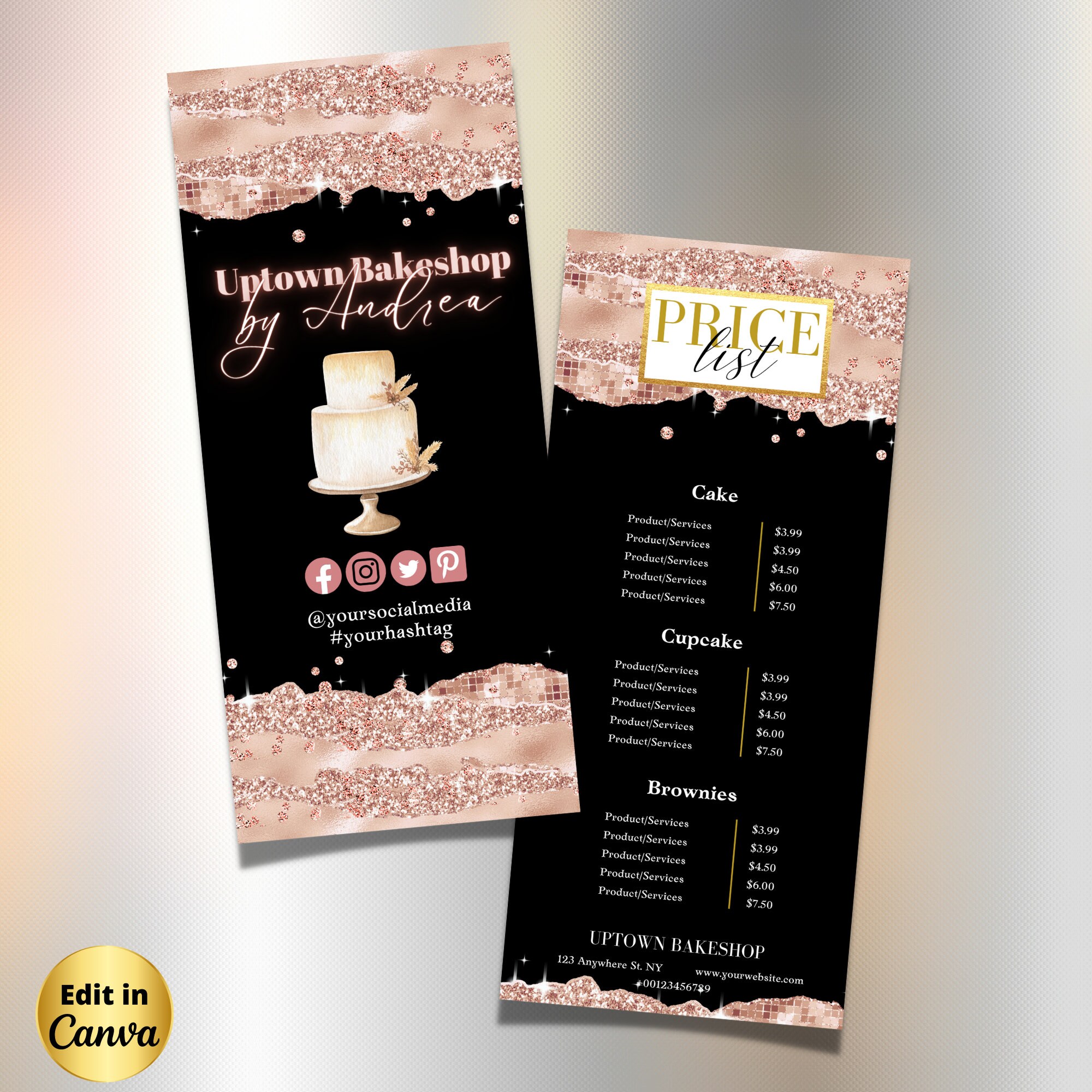 Black Editable Price List Template Printable Business Pricing - Etsy