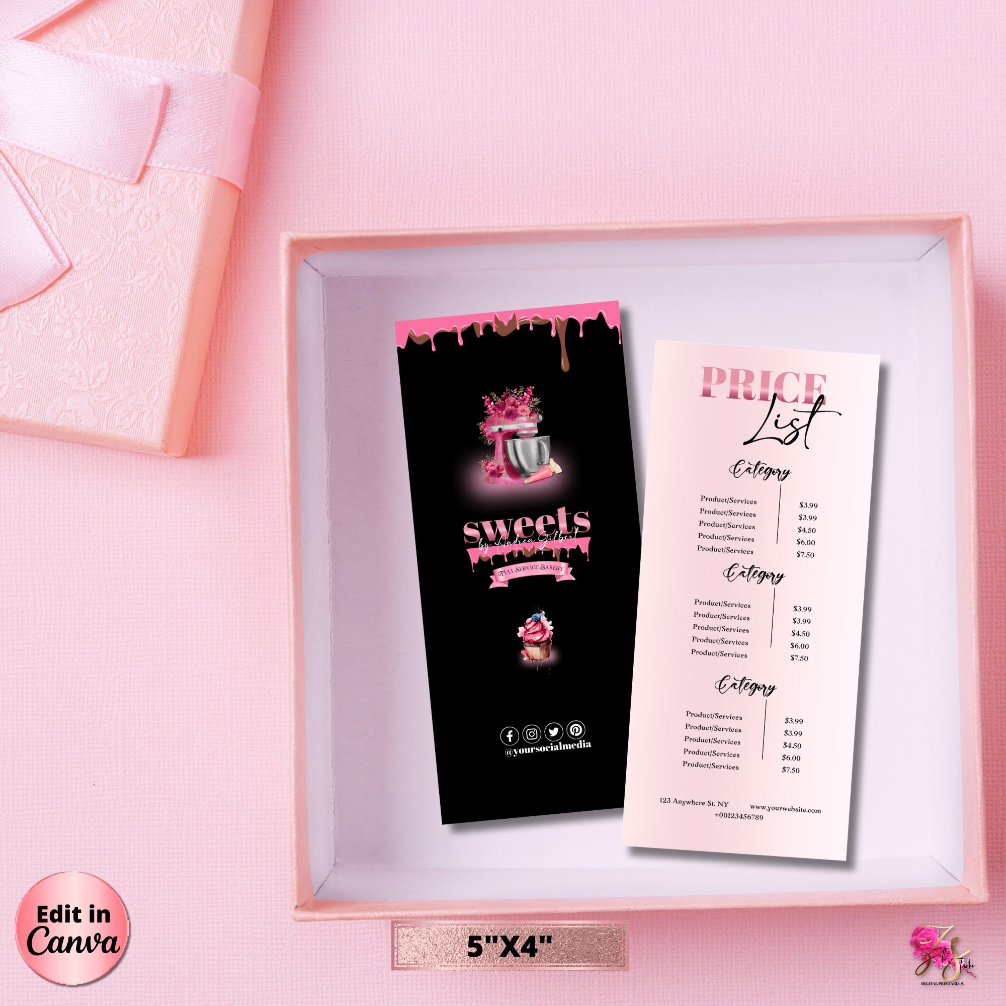 BAKERY Price List Template, Editable Modern Pricing Guide, Instagram ...