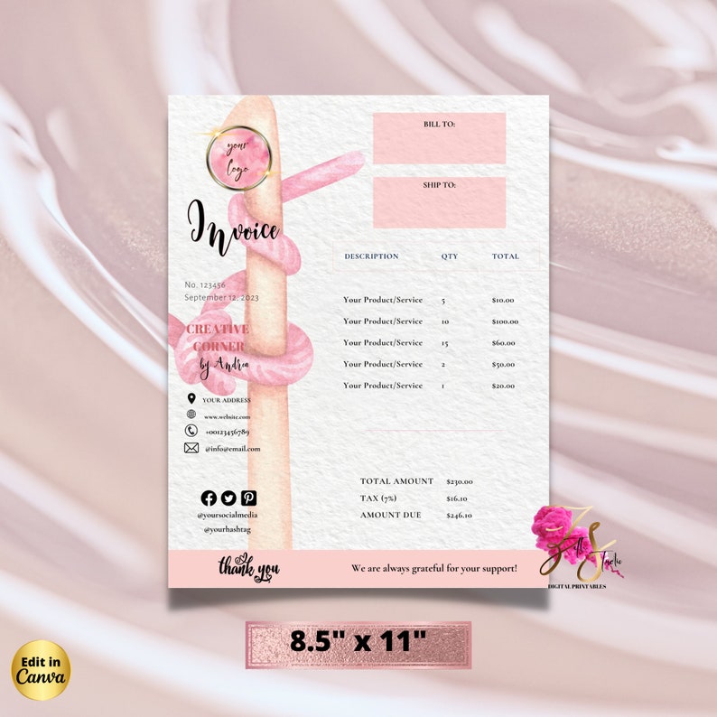 CROCHET Invoice Template Editable, Custom Order Form Printable for ...