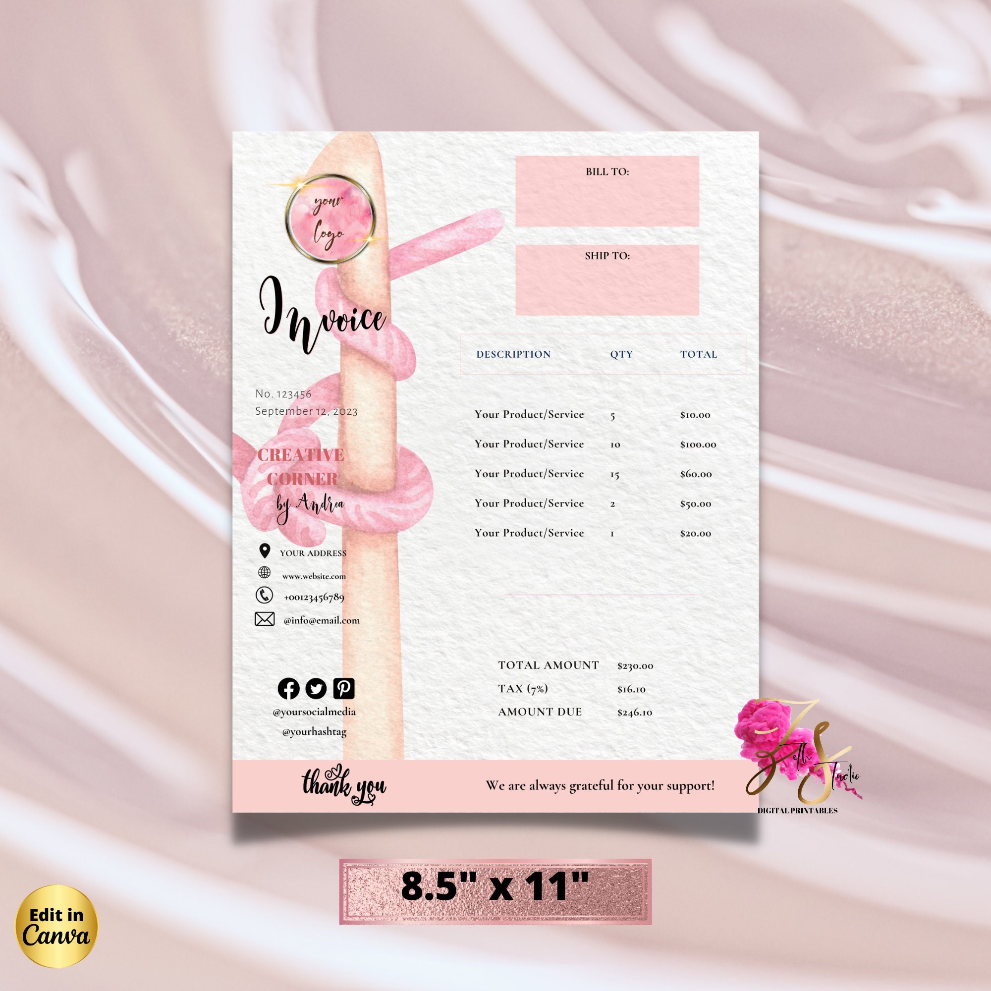 CROCHET Invoice Template Editable, Custom Order Form Printable for ...