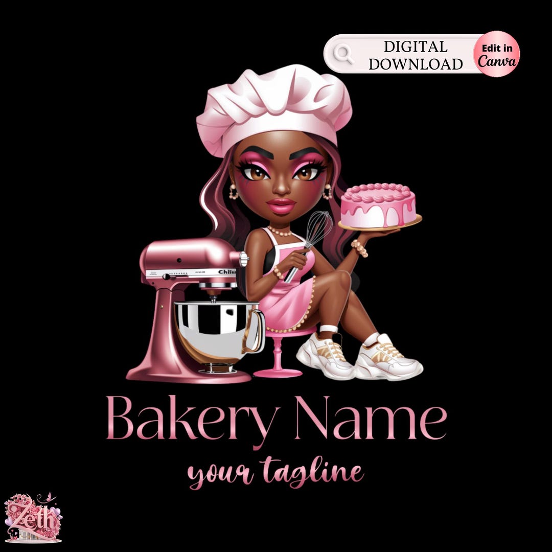 Chibi Girl Bakery Logo, Chibi Baking Logo, Stylish Custom Pastry Logo ...