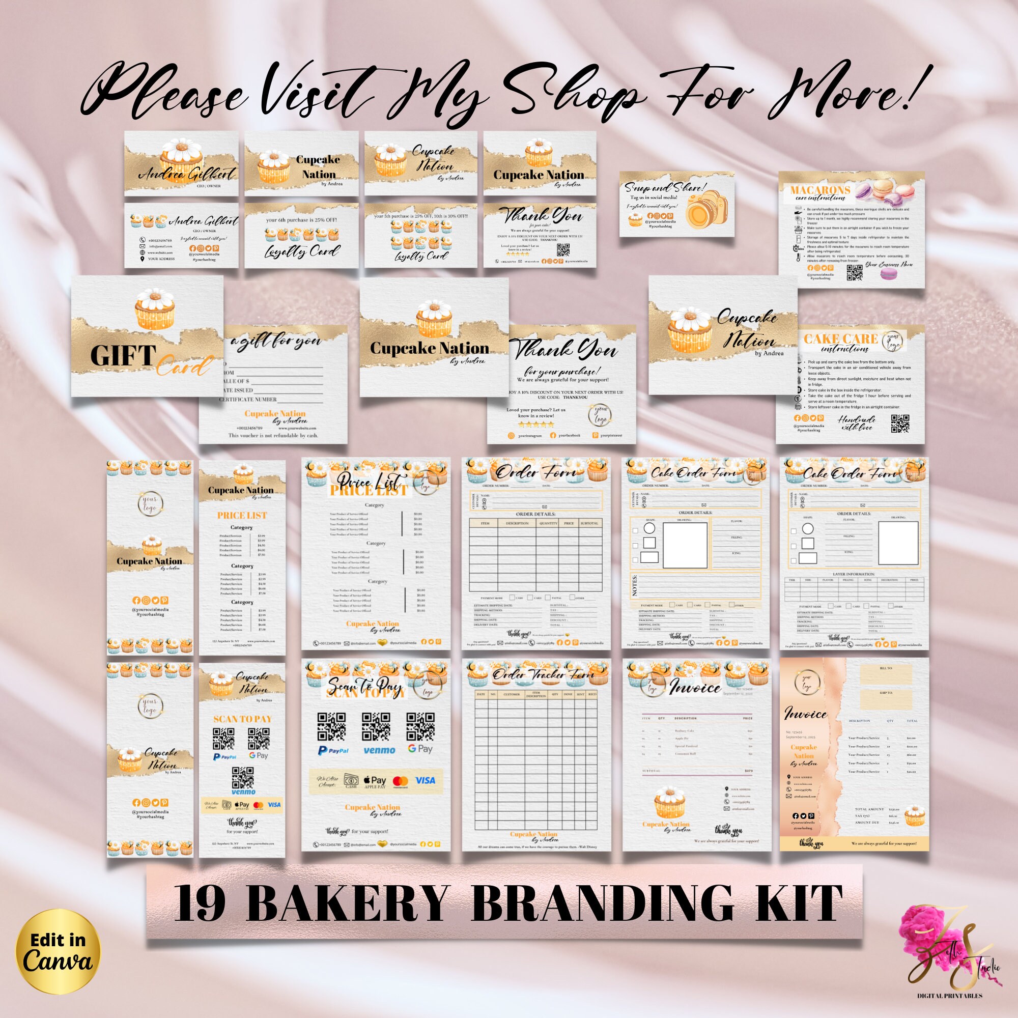 Cake Invoice Template Editable, Custom Order Form Printable for Small ...