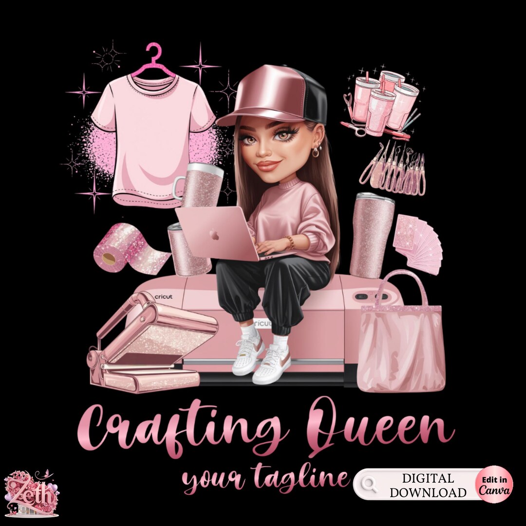 Pink Crafting Logo, Crafting Queen Logo Primate T-shirt Design Business ...