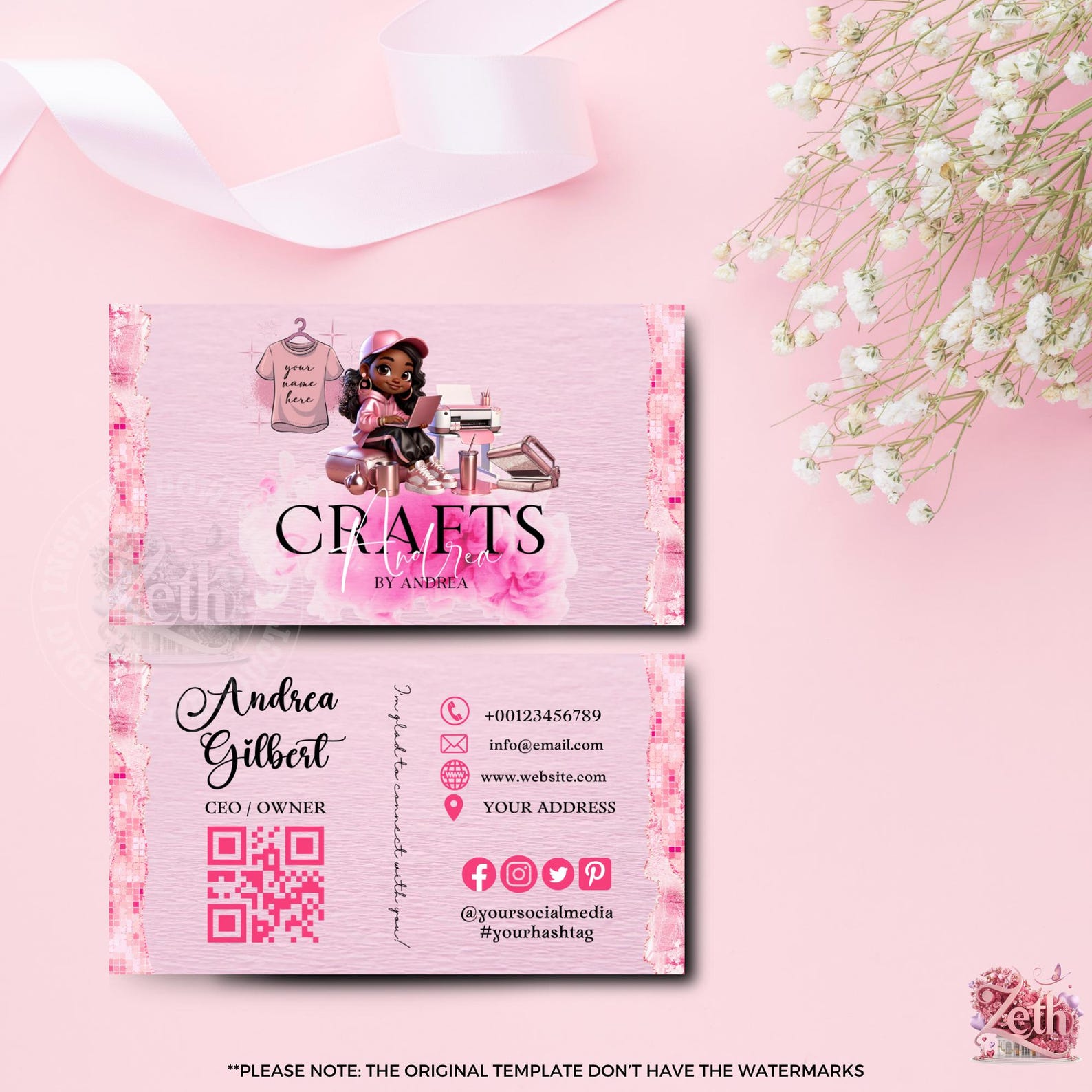 Crafting Business Card Design, Crafter Logo T-shirt Business Card, Heat ...