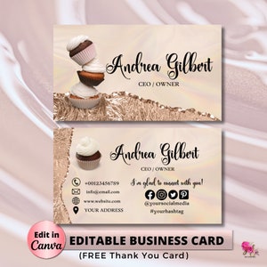 MODERN Creative Custom Cake Bakery Business Card Template DIY Business ...