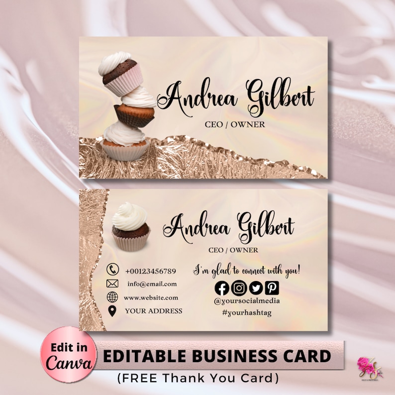 MODERN Creative Custom Cake Bakery Business Card Template DIY Business ...
