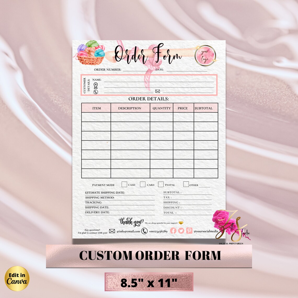 CROCHET EDITABLE Business Form Templates Order Tracker Form, Printable ...