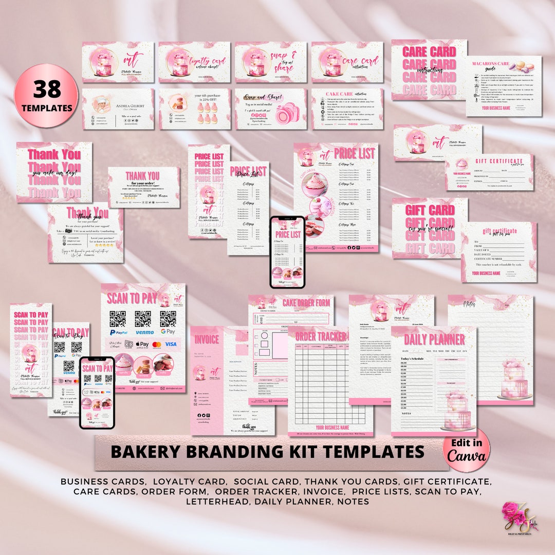 CAKE Business MODERN EDITABLE Branding Kit Business Printable Thank You ...