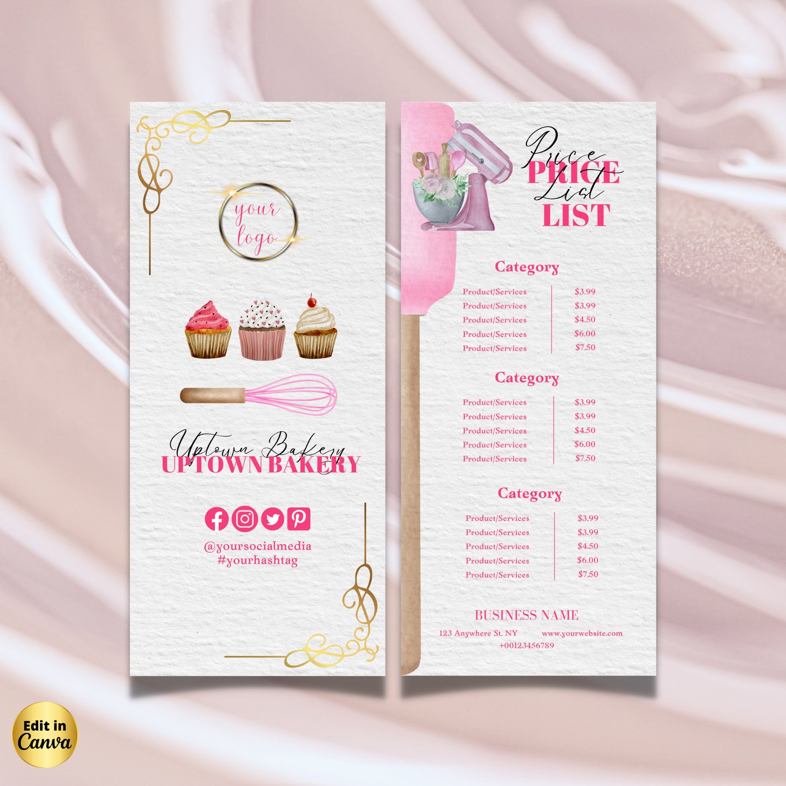 Pink Bakery Scan to Pay Sign & Price List Template, QR Code Sign ...