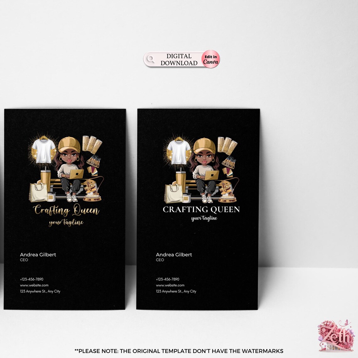 Gold Crafting Logo, Crafting Queen Logo Primate T-shirt Design Business ...
