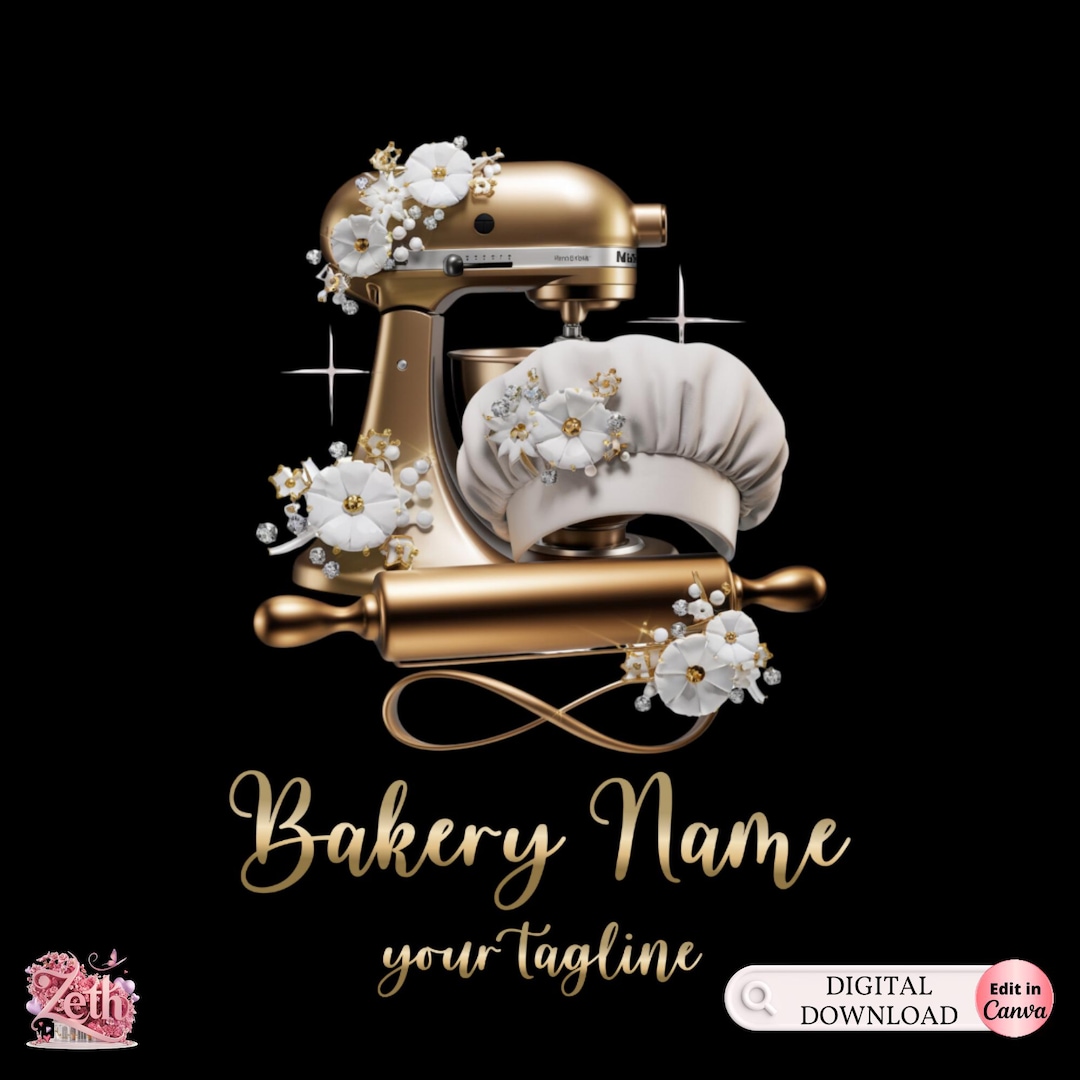 GOLD Bakery Logo, Baking Logo, Stylish Custom Pastry Logo, Cake Logo ...