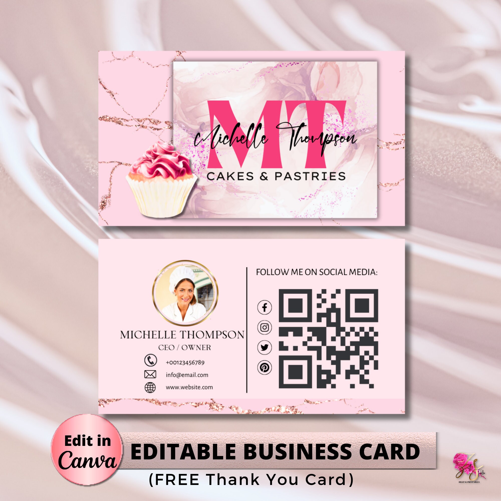 Bakery Business Card Template DIY Business Card Editable Printable ...