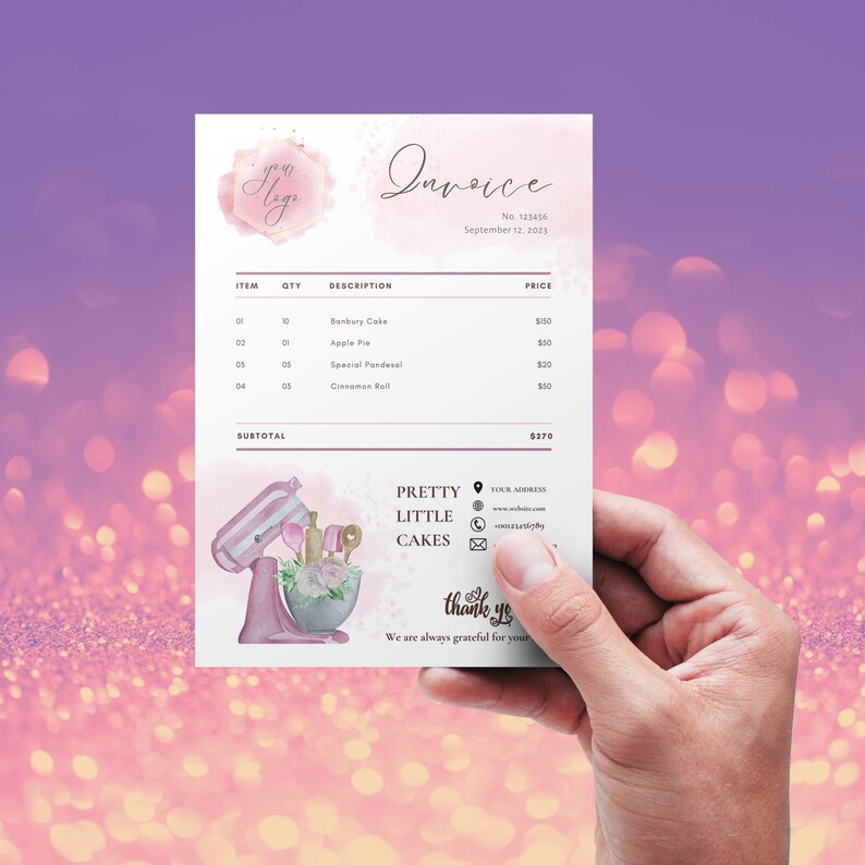 Cake Invoice Template Editable, Custom Order Form Printable for Small ...