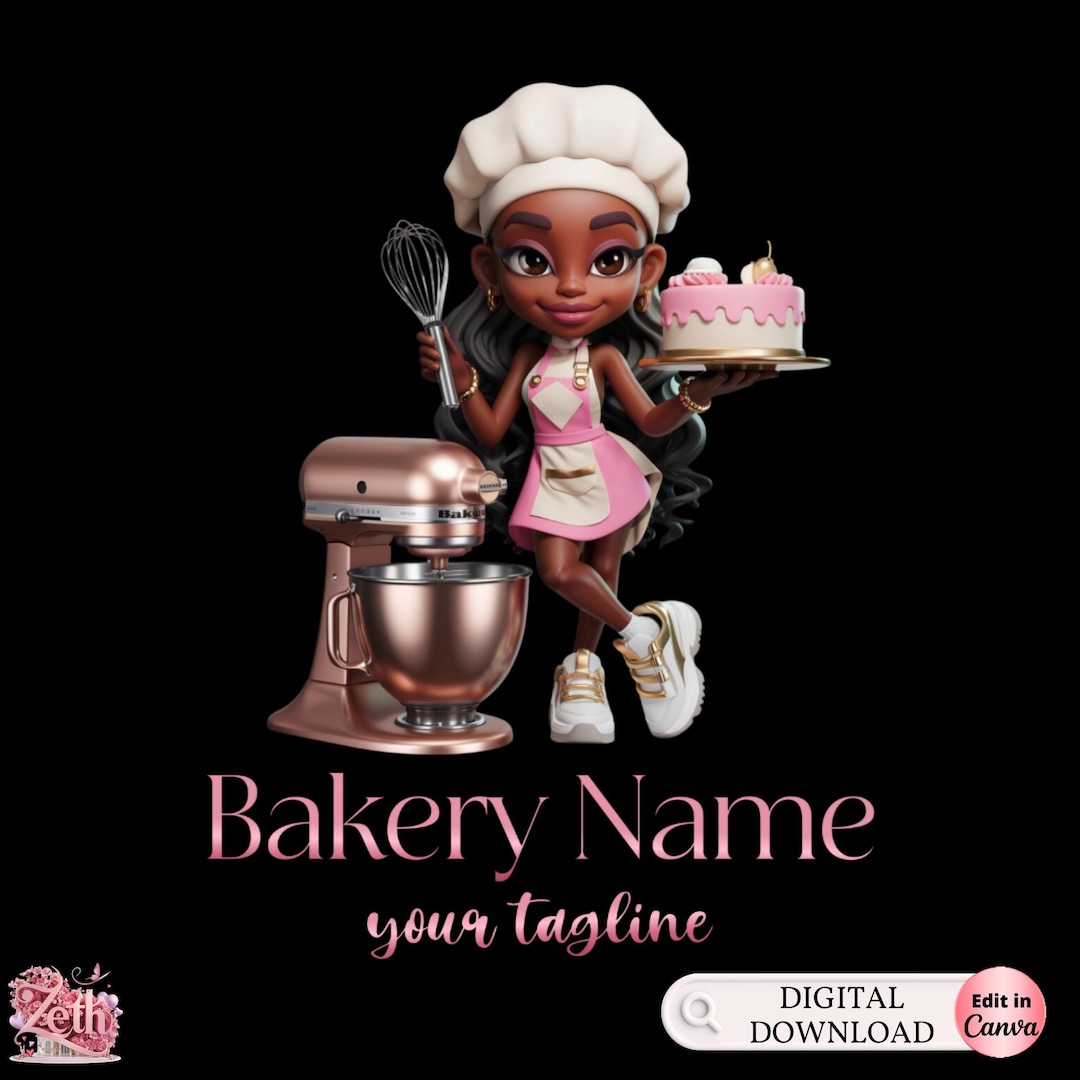 Chibi Girl Bakery Logo, Chibi Baking Logo, Stylish Custom Pastry Logo ...