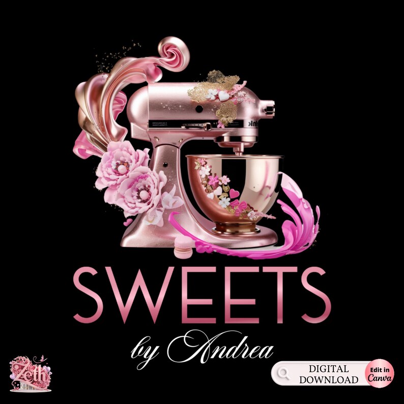 Rose Gold Bakery Logo, Cake Baking Logo, Stylish Custom Pastry Logo ...