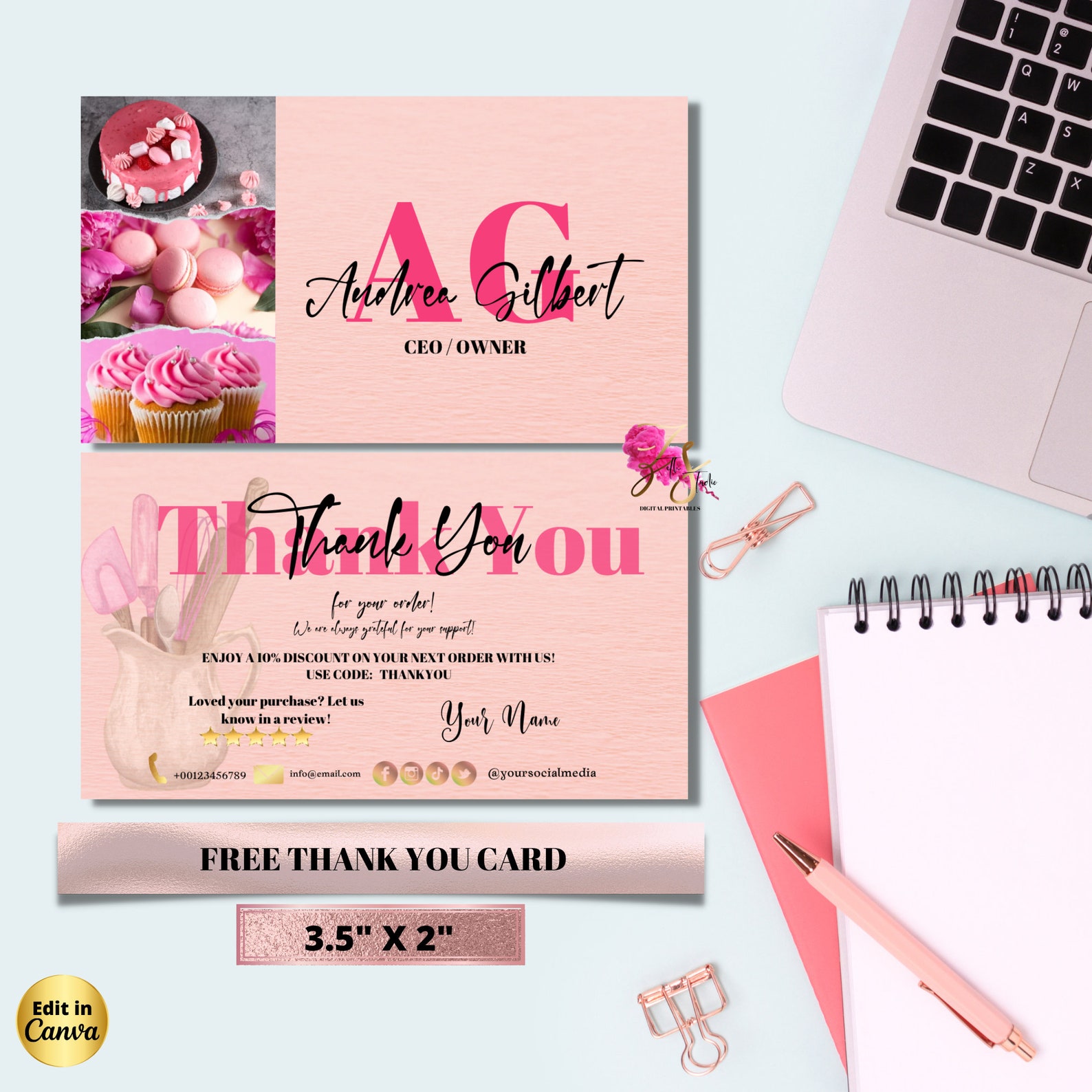 MODERN Creative Cake Bakery Business Card Template DIY Business Card ...