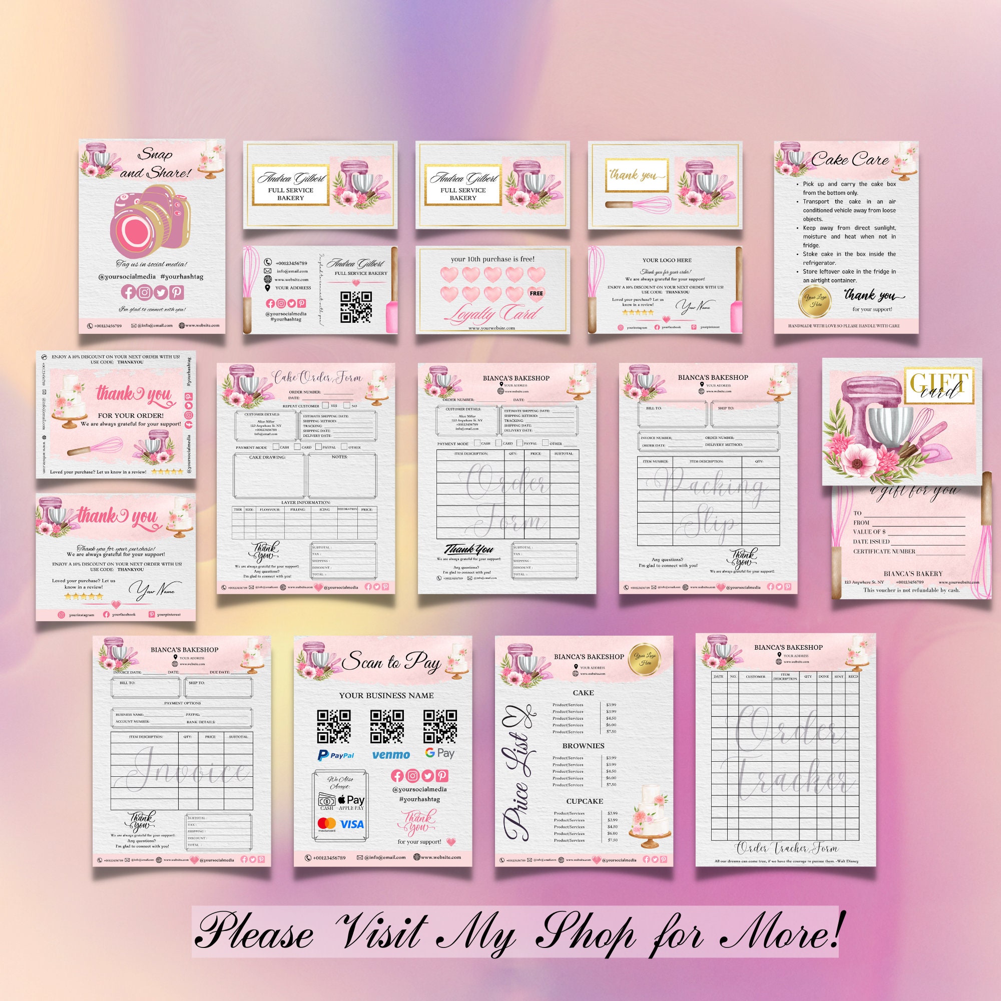 Pink Cake Editable Scan to Pay Template, Printable Payment Sign QR Code ...