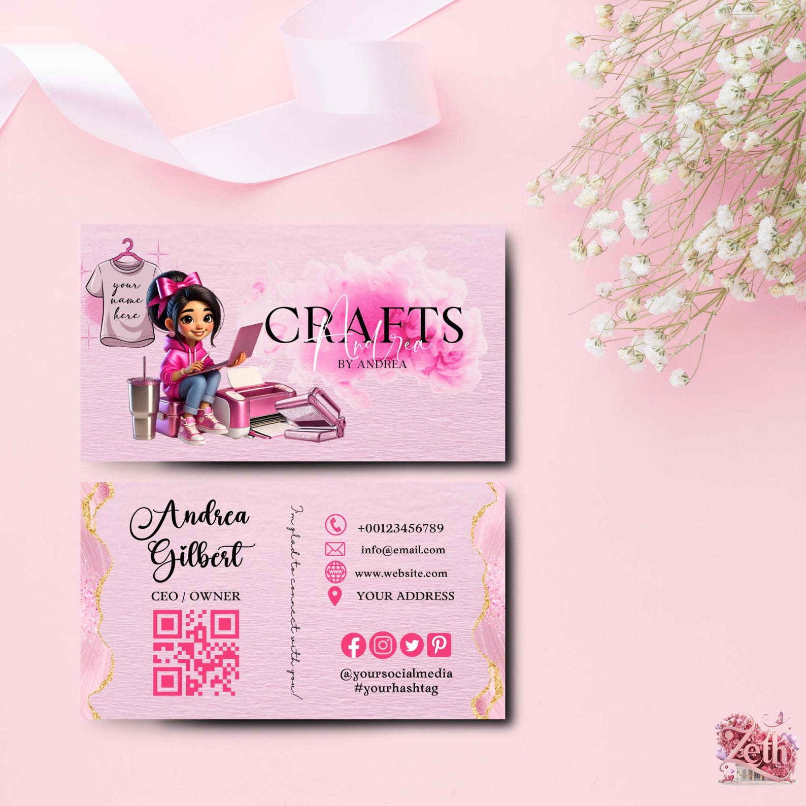 Crafting Business Card Design, Crafter Logo T-shirt Business Card, Heat ...