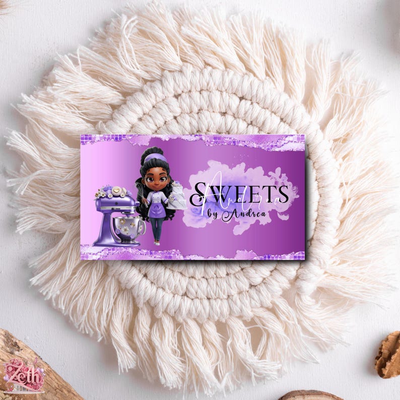 Purple Bakery Business Card Template DIY Custom Cake Business Card ...