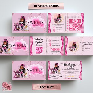 Chibi Girl Baker Bakery Business Card Template, Pink DIY Custom Cake ...