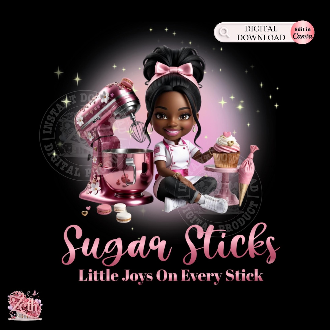 Chibi Black Hair Girl Bakery Logo: Custom Pastry Design (canva Editable ...