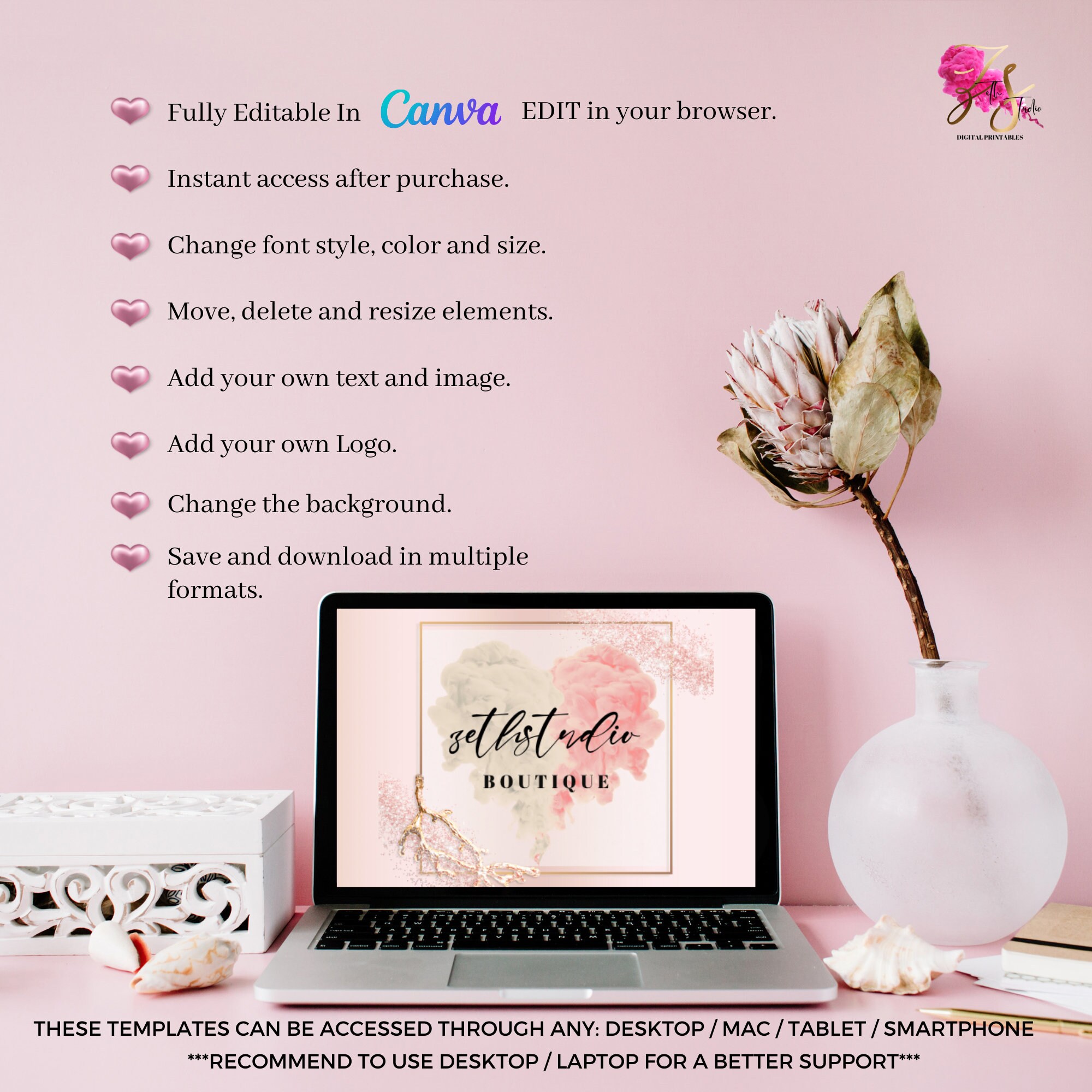 Editable Pink Business Card Template Pink Beauty Business - Etsy