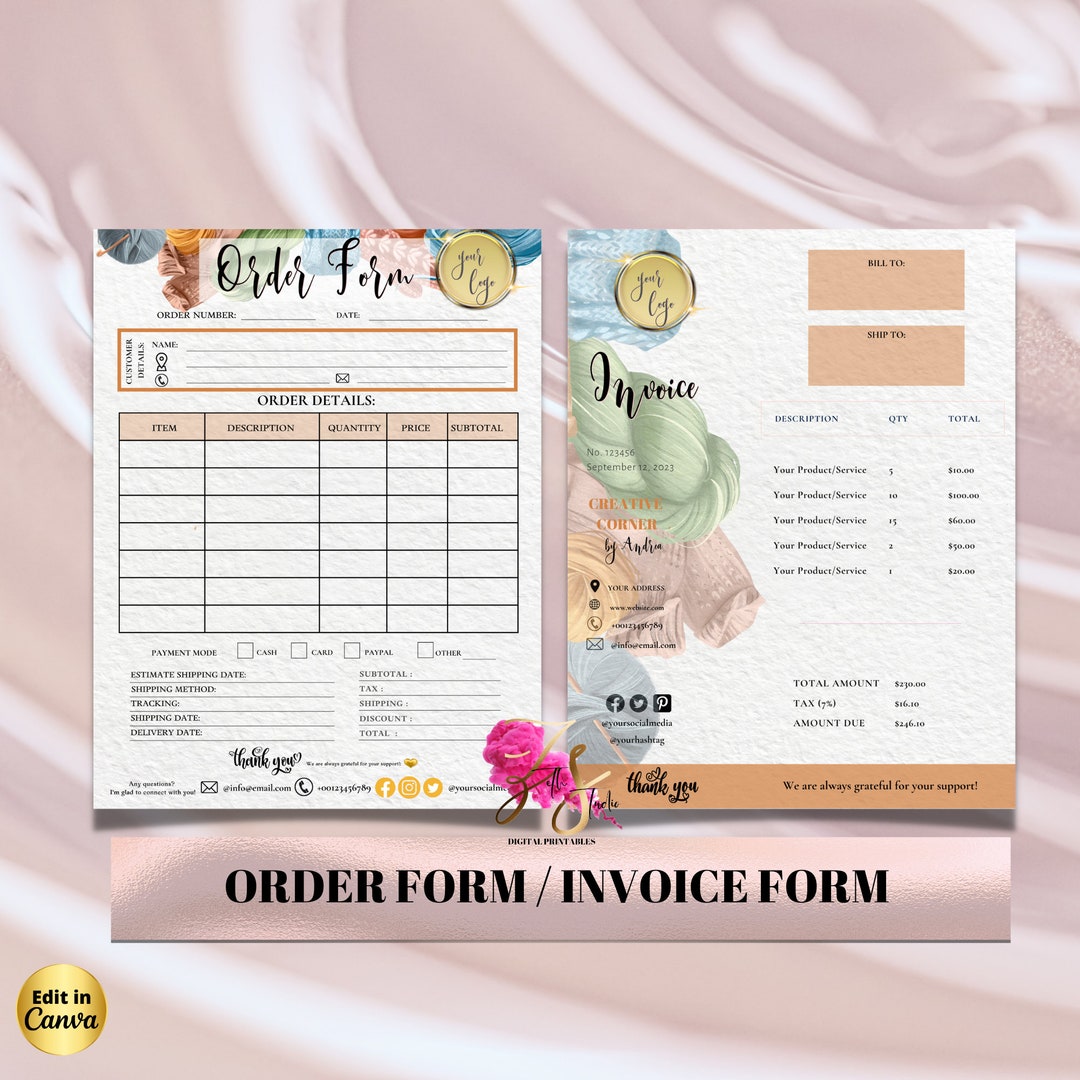 CROCHET Editable Order Form , Knitting Small Business Invoice Forms ...