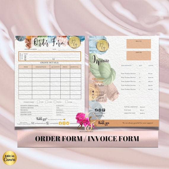 CROCHET Editable Order Form Knitting Small Business Invoice - Etsy
