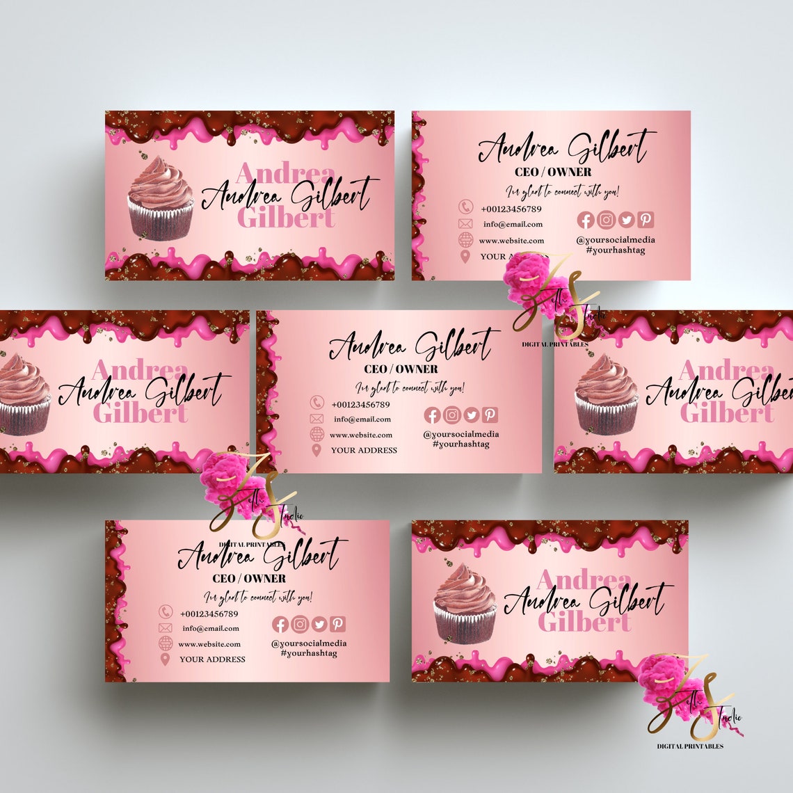 MODERN Creative Bakery Business Card Template DIY Custom Cake - Etsy