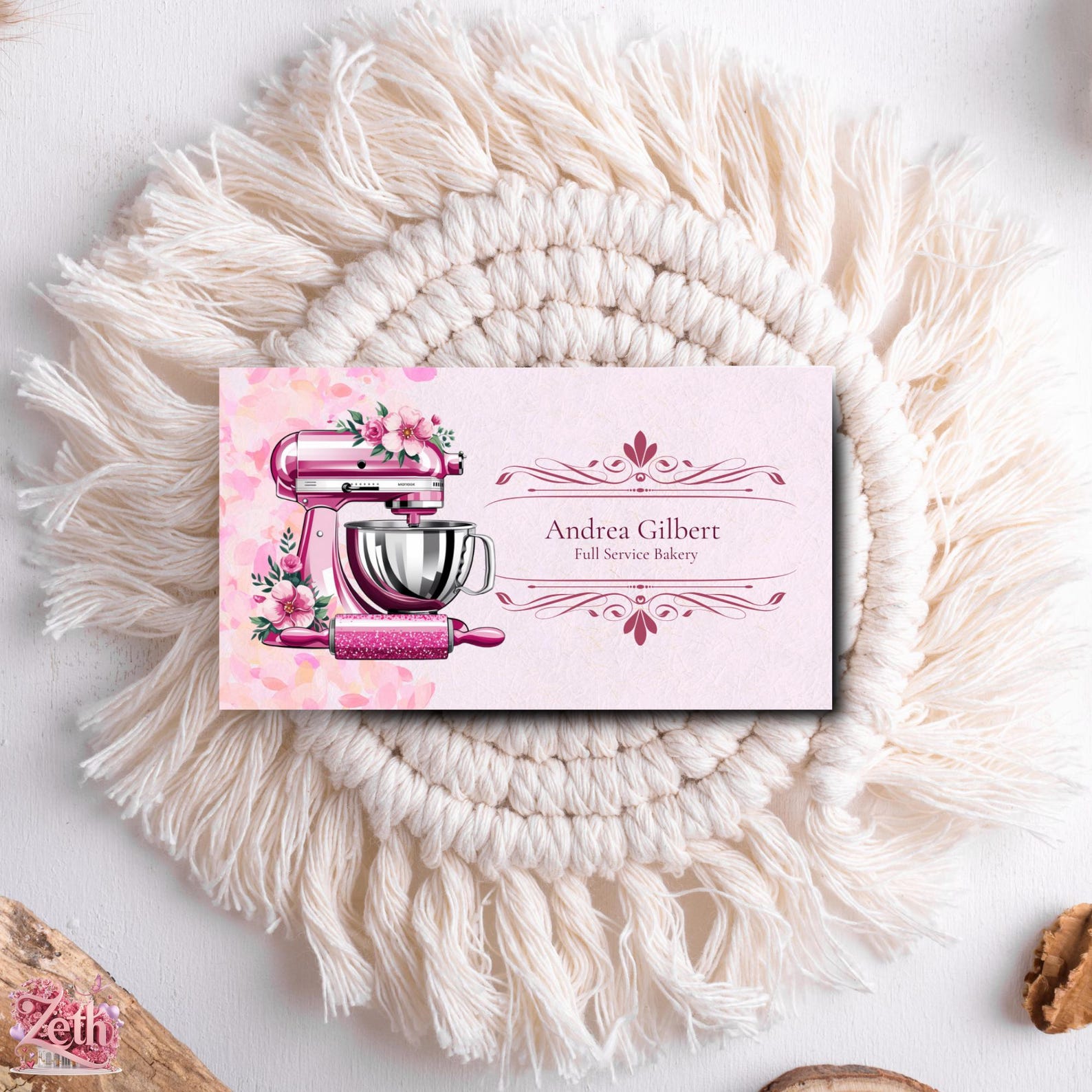 MODERN Pink Cake Bakery Business Card Template DIY Custom Cake Business ...