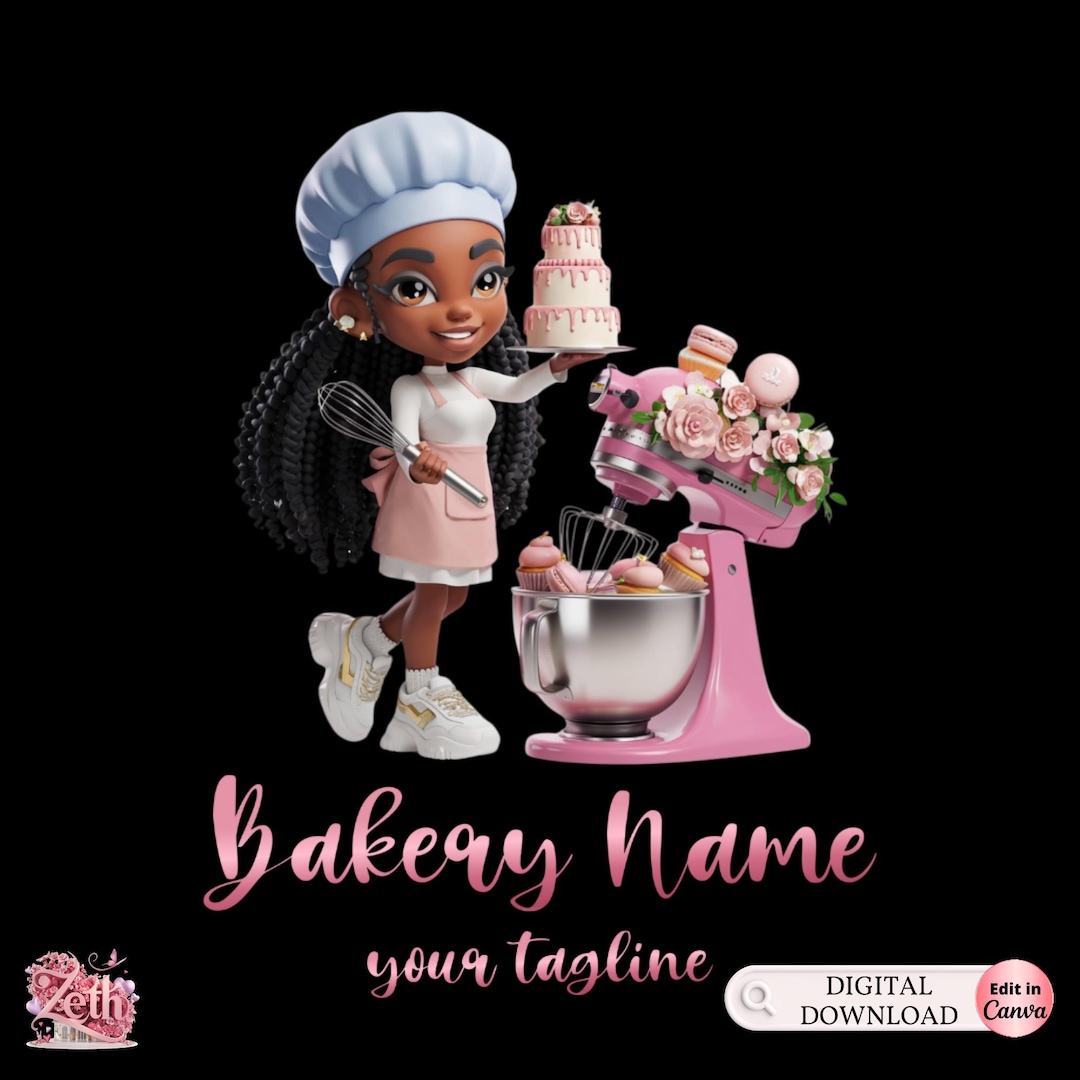 Chibi Girl Bakery Logo, Baking Logo, Stylish Custom Bakery/pastry/cake ...