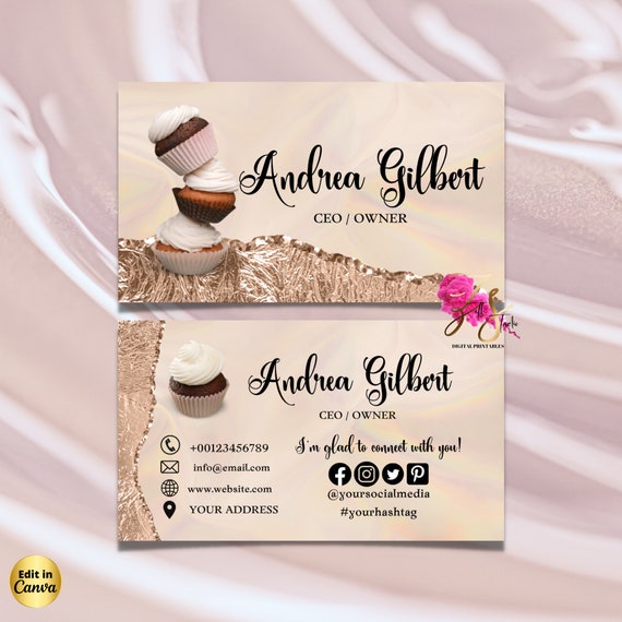MODERN Creative Custom Cake Bakery Business Card Template DIY - Etsy