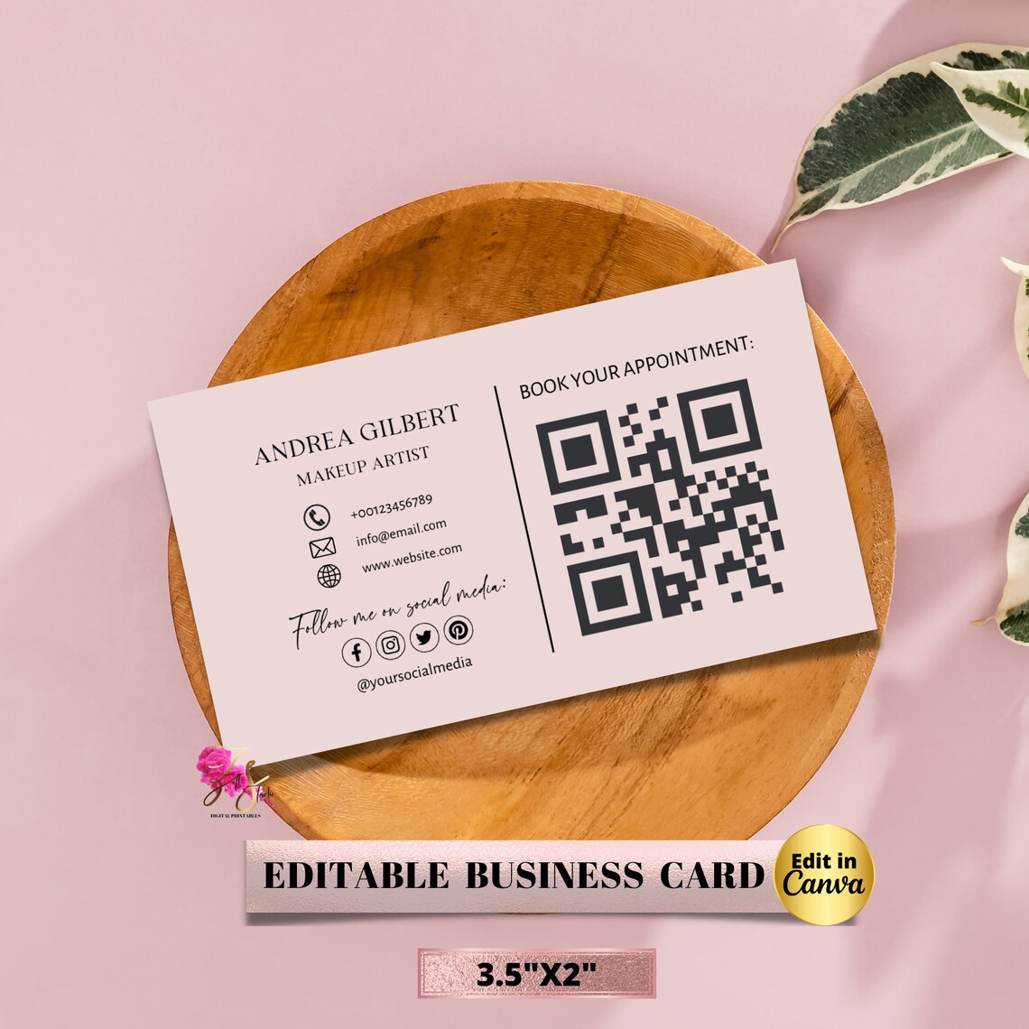 Editable Beige Business Card Template Minimalist Business - Etsy