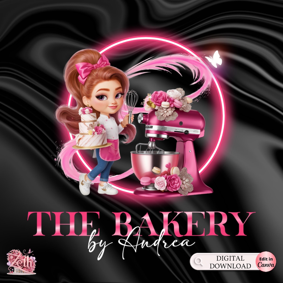 Chibi Girl Bakery Logo, Chibi Baking Logo, Stylish Custom Pastry Logo ...