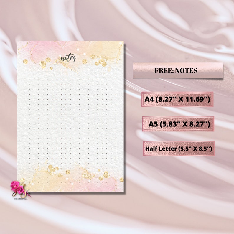 Modern Creative Pink Printable Planner Organize Goals Tasks - Etsy