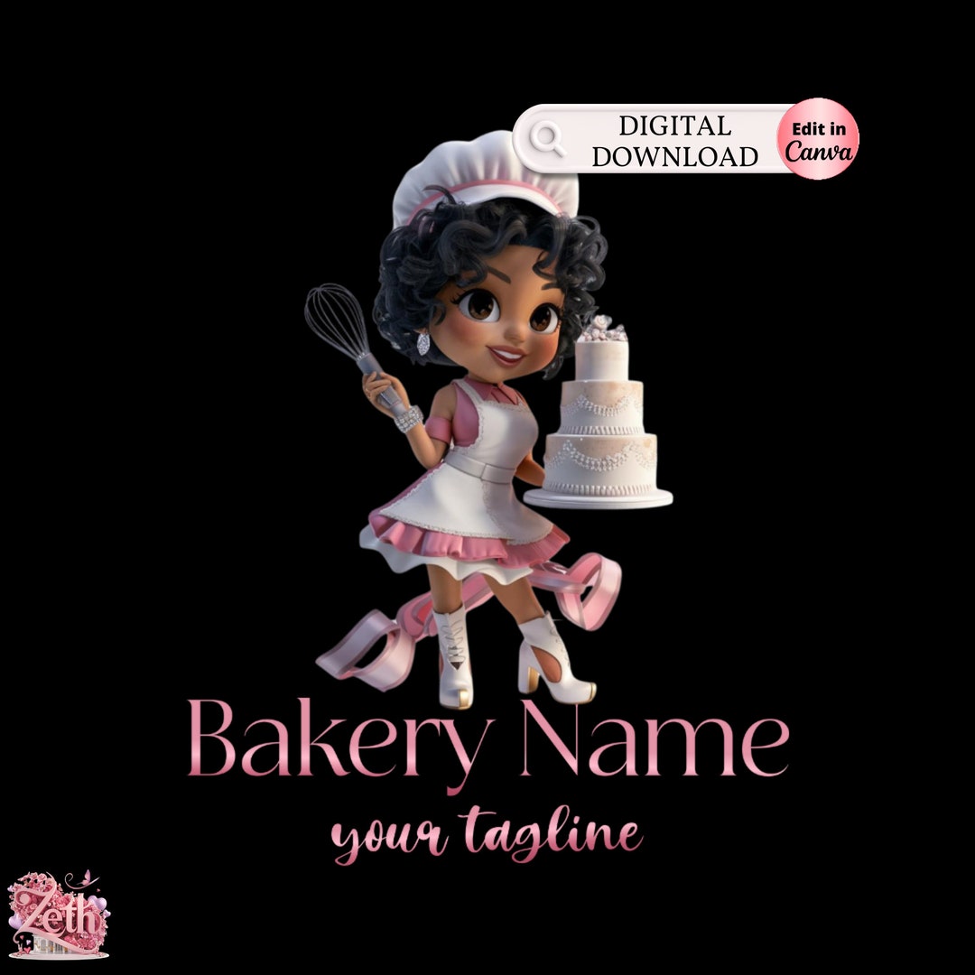 Chibi Girl Bakery Logo, Chibi Baking Logo, Stylish Custom Pastry Logo ...