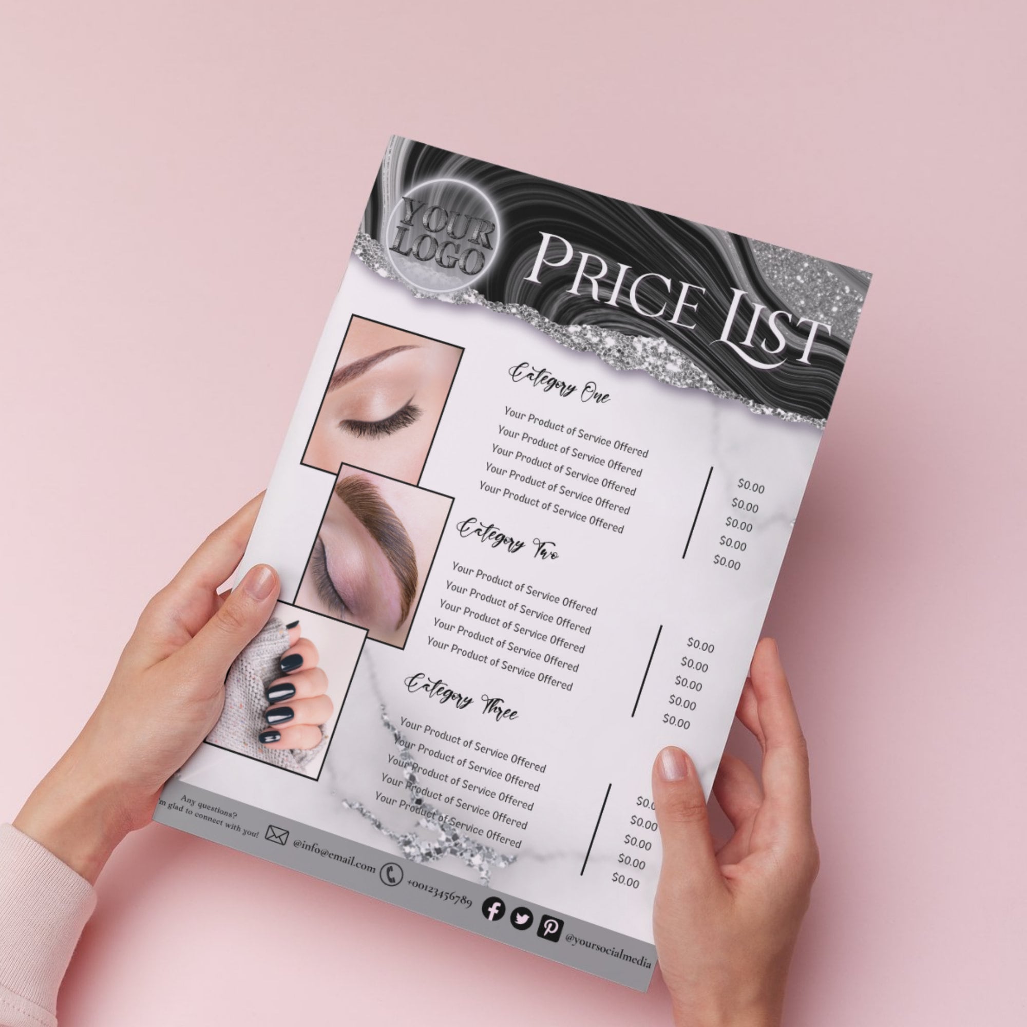 Black Editable Price List Template, Printable Business Pricing Template ...