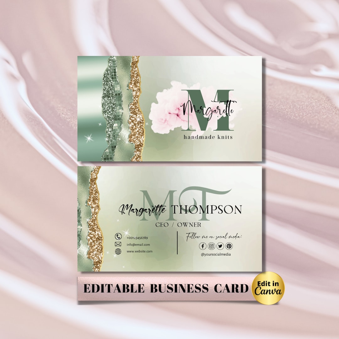 Editable Green Craft Business Card Template, Green Resin Candle ...