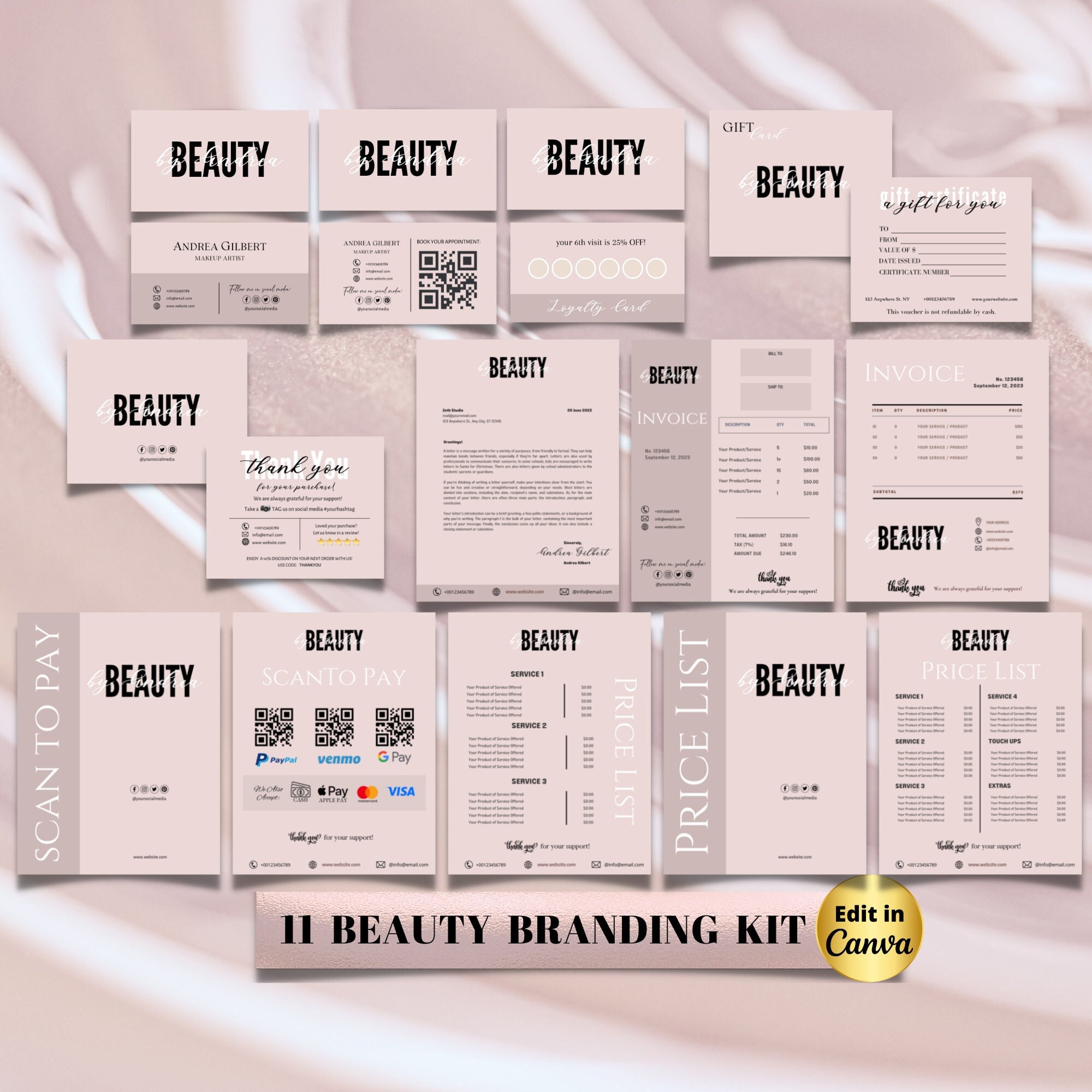 All-in-one Beauty Branding Kit Customizable for Spa Owners & Beauty ...