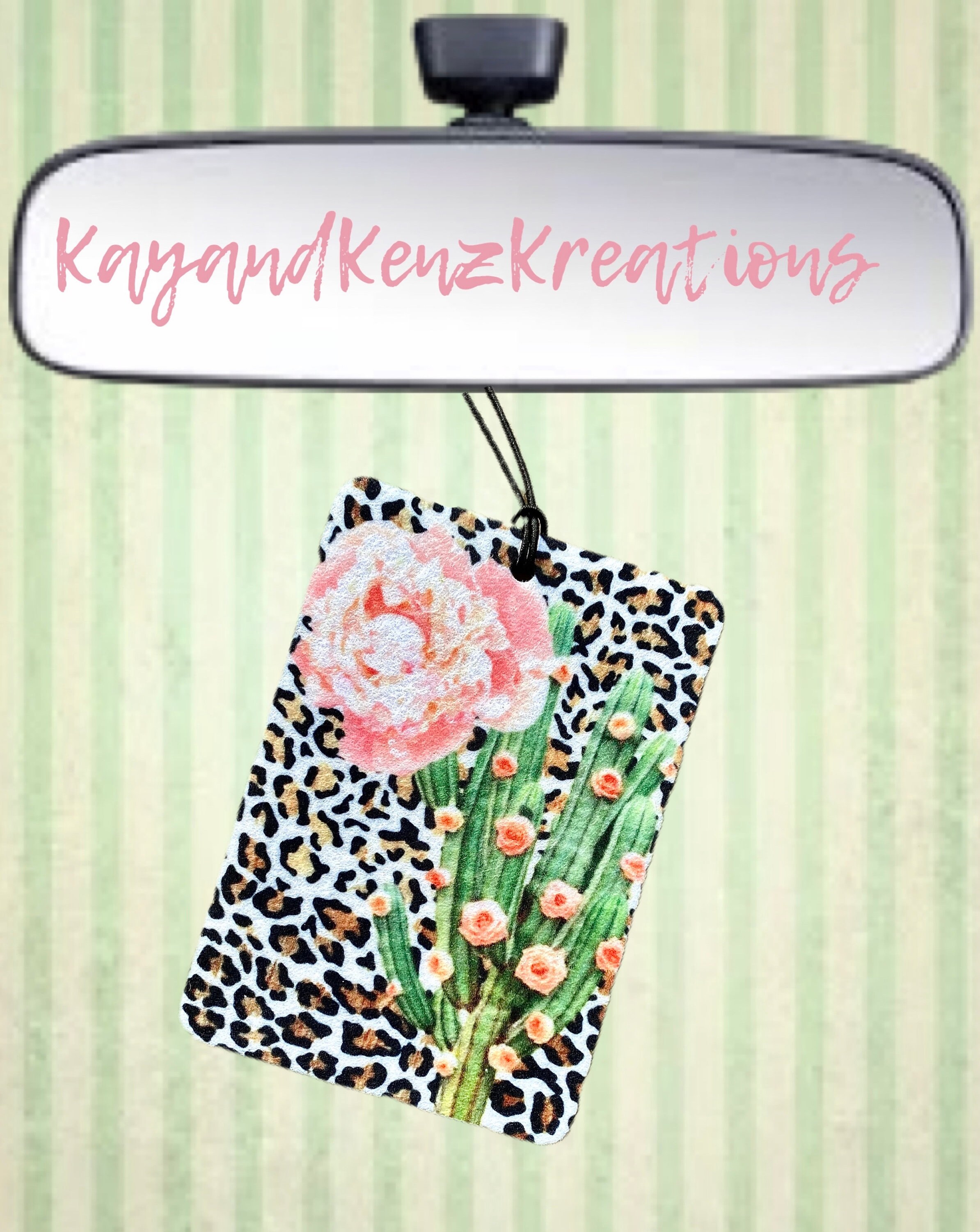 Rose & Succulent Cactus Vintage Leopard Car Feltie Felt Freshener ...