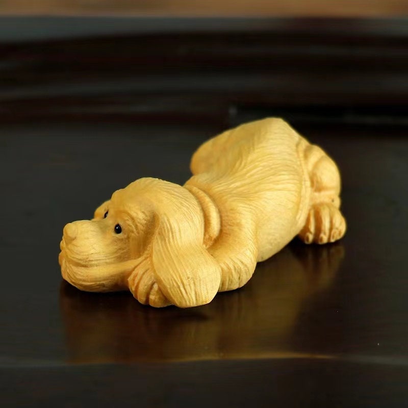 WOOD DOG CARVING Dog Animal Miniature Solid Wooden Dog Statue - Etsy